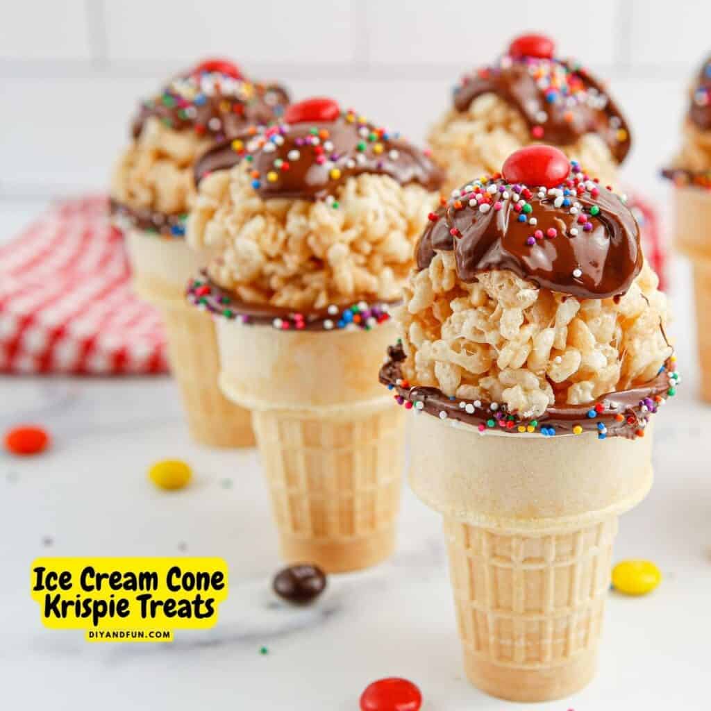 Ice Cream Cone Krispie Treats - DIY and Fun